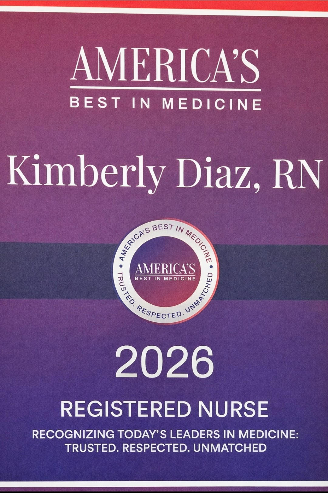 America's Best in Medicine 2026 - Kimberly Diaz, RN